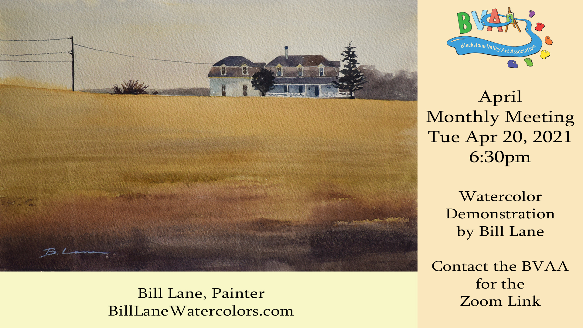 Bill Lane Watercolor Demo – April 2021 Monthly Meeting – Blackstone ...